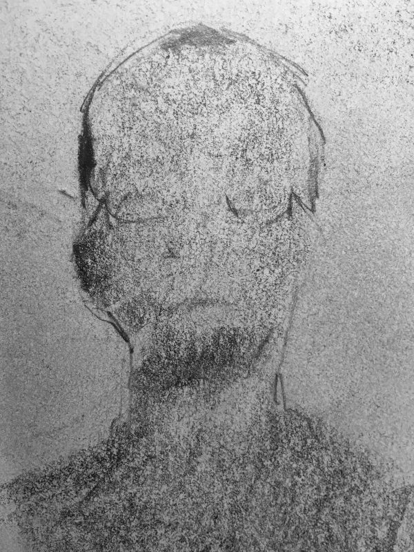 Drawing a strange face in the dark – Antony Hall