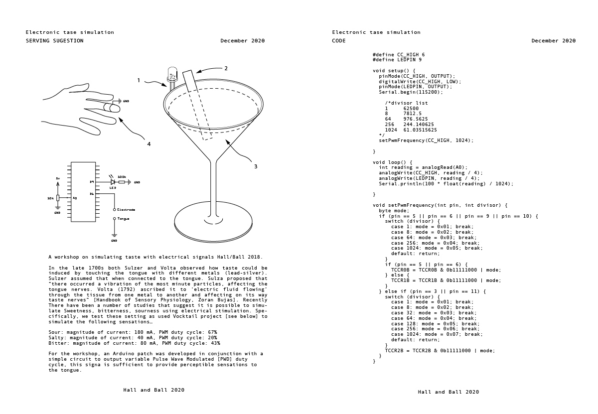 Electronic Taste Perception Experiment – Workshop – Antony Hall
